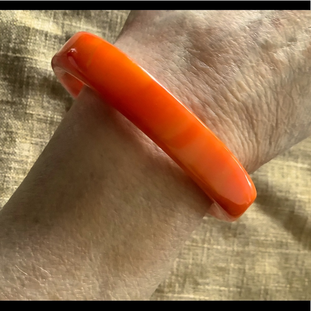 Authentic Vintage Bakelite Square/Rounded Orange Marb… - Gem